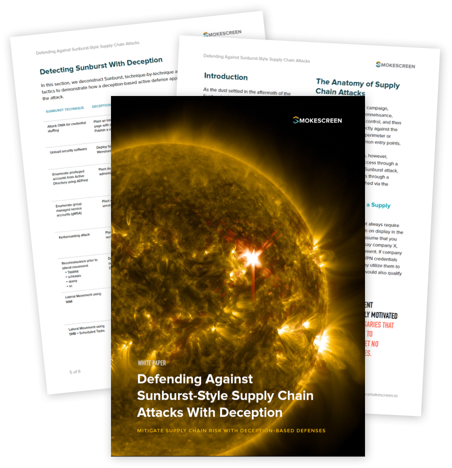 Defending Against Sunburst-Style Supply Chain Attacks With Deception ...